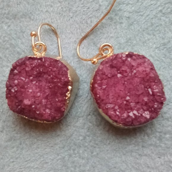 Jewelry | Maroon Druzy Earrings | Poshmark